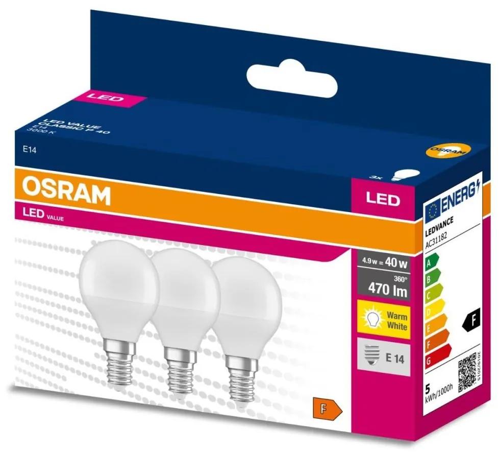 Osram | SADA 3x LED Žárovka P45 E14/4,9W/230V 3000K - Osram | P225553