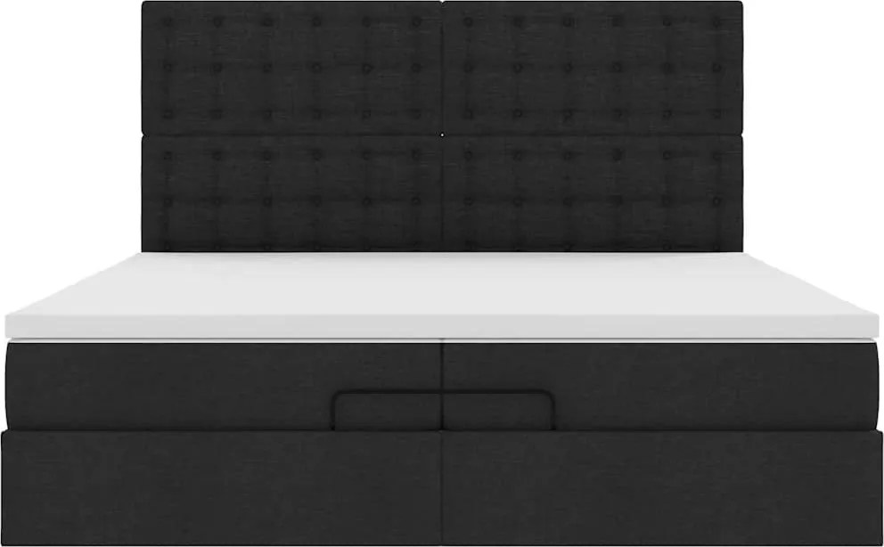 Osmanský rám postele s matrací černý 200x200cm textil 3313350