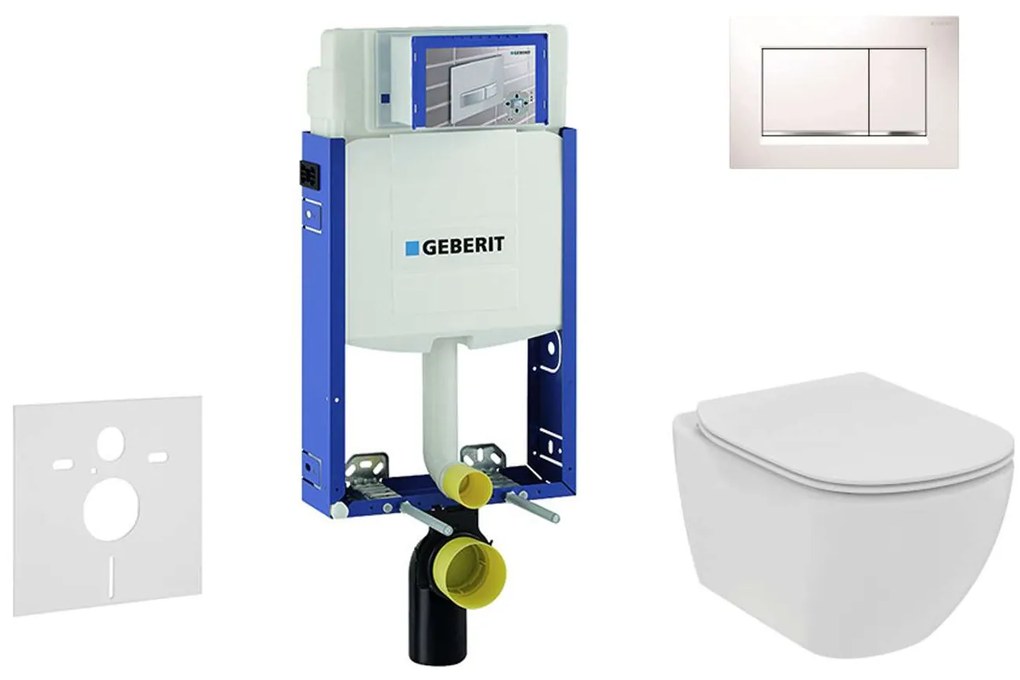 Geberit Kombifix - Set předstěnové instalace, klozetu a sedátka Ideal Standard Tesi, tlačítka Sigma20, Rimless, SoftClose, bílá/chrom 110.302.00.5 NE5