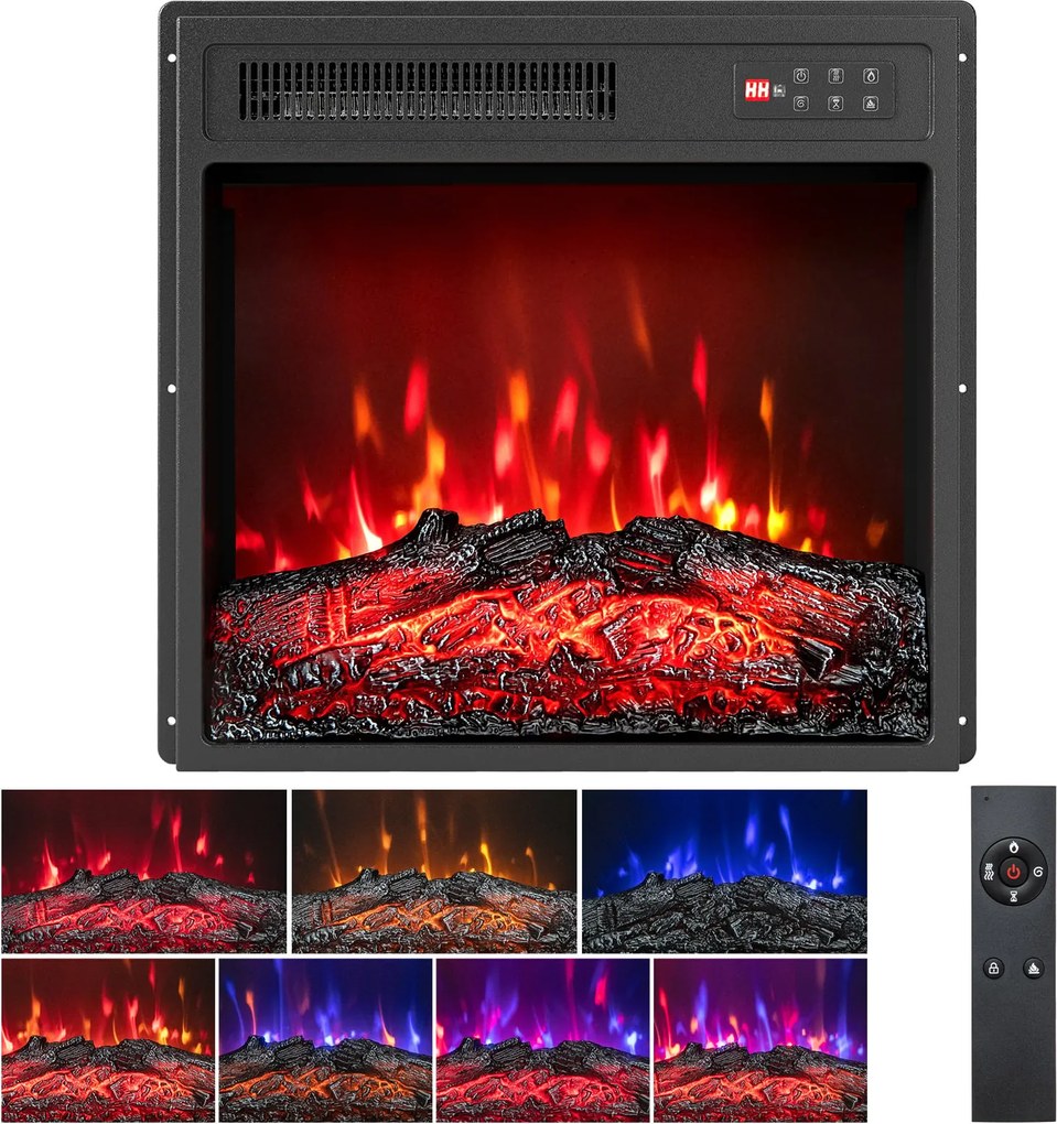 Costway 18" Elektrická krbová vložka 750 W/1500 W elektrický krb s dálkovým