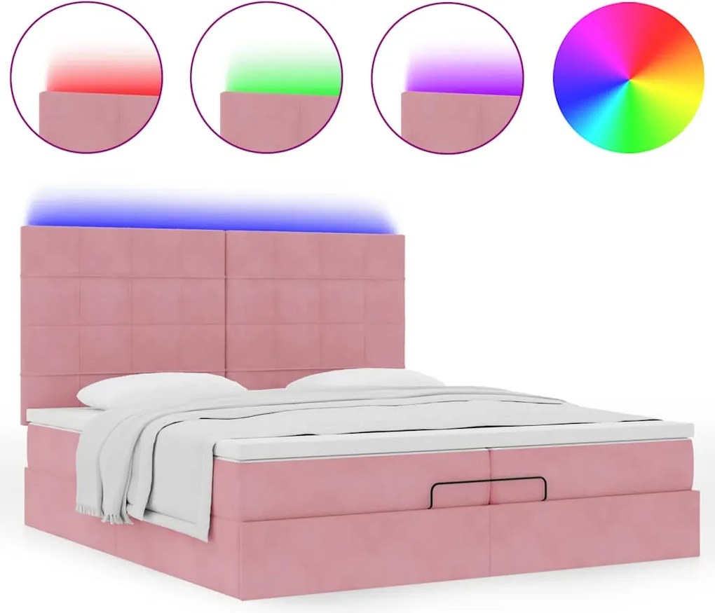 Osmanský rám postele s matrací růžová 200x200cm samet 3314347