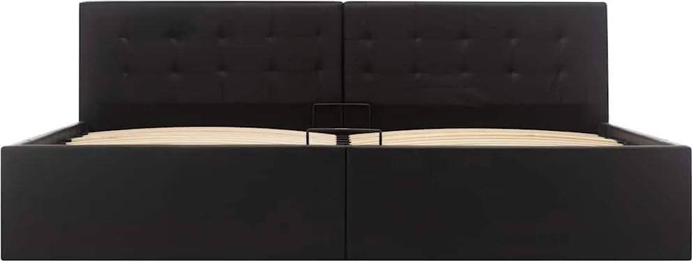 Rám postele zvedací úložný prostor černý umělá kůže 180x200 cm 285515