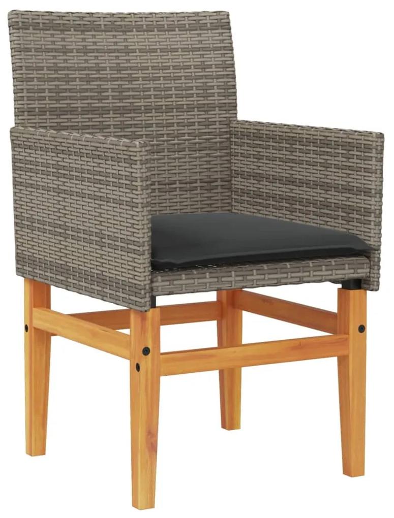 Zahradní židle s poduškami 2 ks šedé polyratan a masivní dřevo,  368715