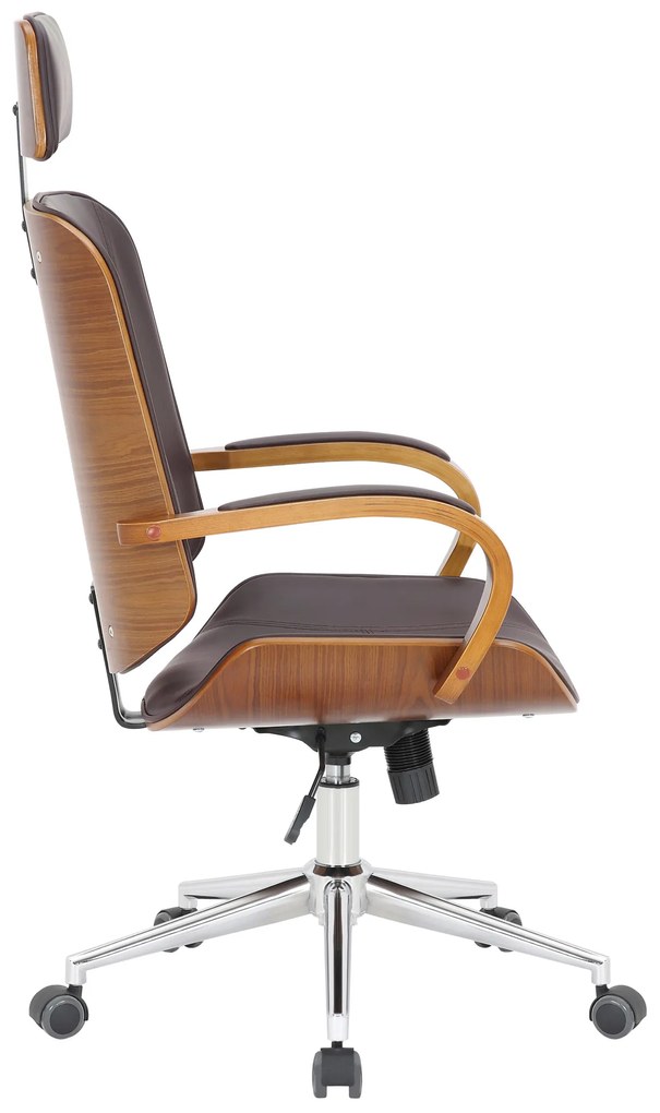 Kancelářská židle Lindsell - ohýbané dřevo a umělá kůže | ořech a hnědá