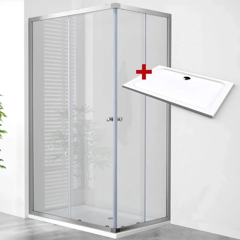 POINT ROCKY 120x80 Clear Obdélníkový sprchový kout s mramorovou vaničkou