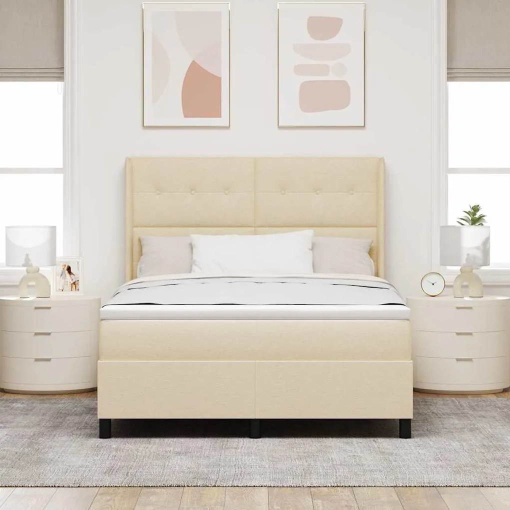 Postel s boxspringem s polštářem Krémová 200 x 160 cm textil 3341656