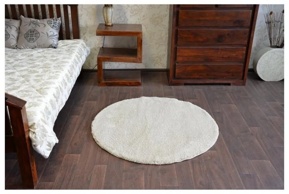 Luxusní kusový koberec Shaggy Azra krémový kruh 120cm