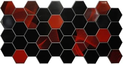 Obkladové 3D PVC panely rozměr 973 x 492 mm hexagon červeno-černý Induction