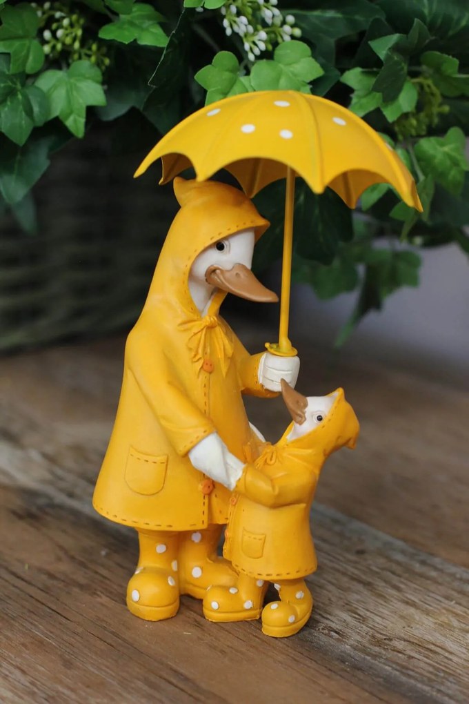 Žlutá kachny s deštníkem v ruce 14cm
