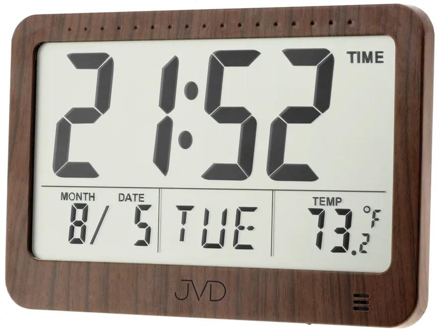JVD Digitální hnědé nástěnné hodiny JVD DH9711 v imitaci dřeva