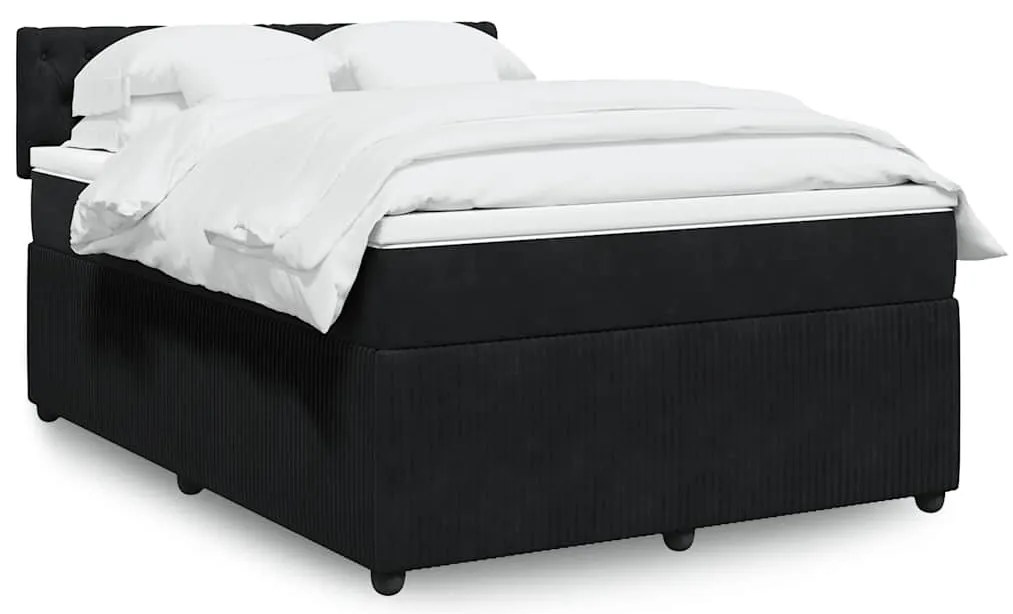 Box spring postel s matrací černá 140x200 cm samet 3290066