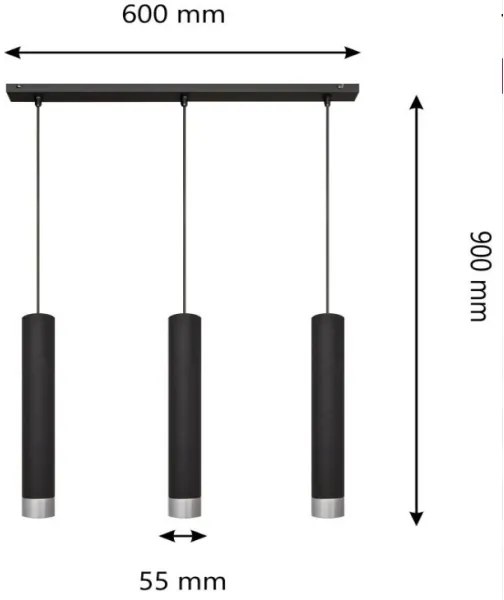 LED Lustr na lanku TUBA 3xGU10/4,8W/230V černá/lesklý chrom