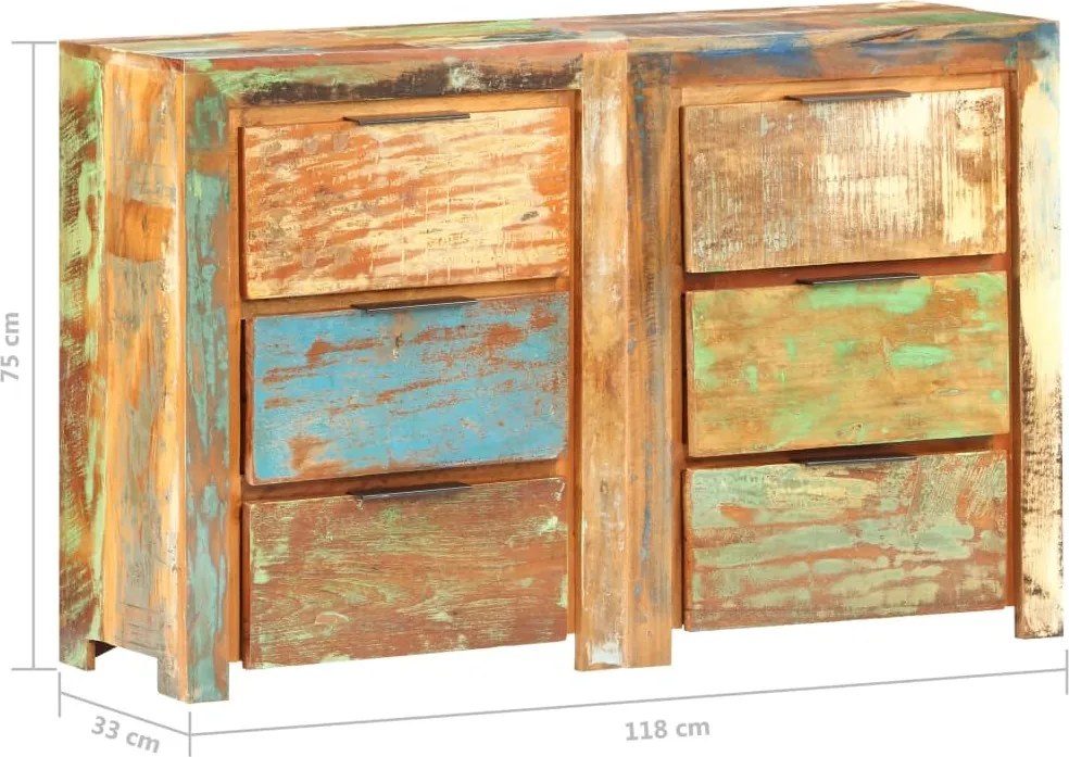 vidaXL Komoda se zásuvkami 118 x 33 x 75 cm masivní recyklované dřevo [3056730]