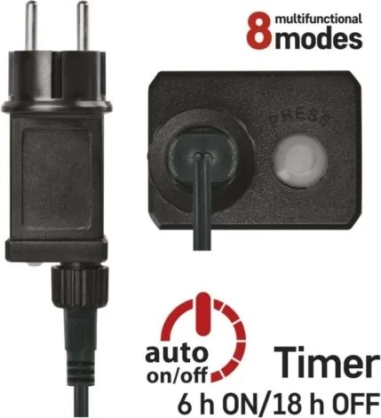 Vánoční osvětlení EMOS D4AW24 180LED řetěz 18m teplá bílá programy s časovačem