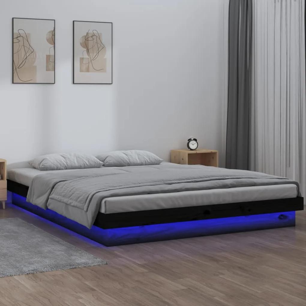Rám postele s LED černý 150 x 200 cm King Size masivní dřevo,  819981