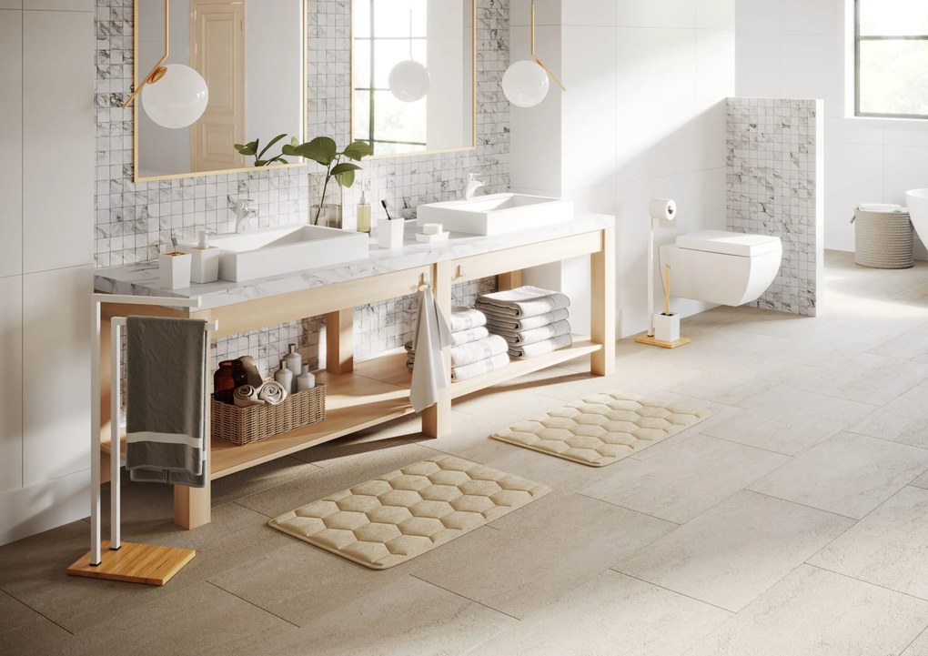 BISK Erga Pure, toaletní WC kartáč na postavení, bílý matně-hnědý, ERG-08125