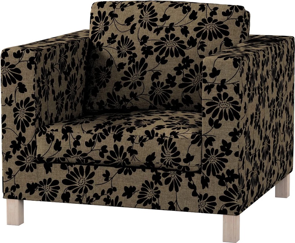 Potah na křesko IKEA Karlanda, krátký barva béžová látka pletený vzor, vzorované