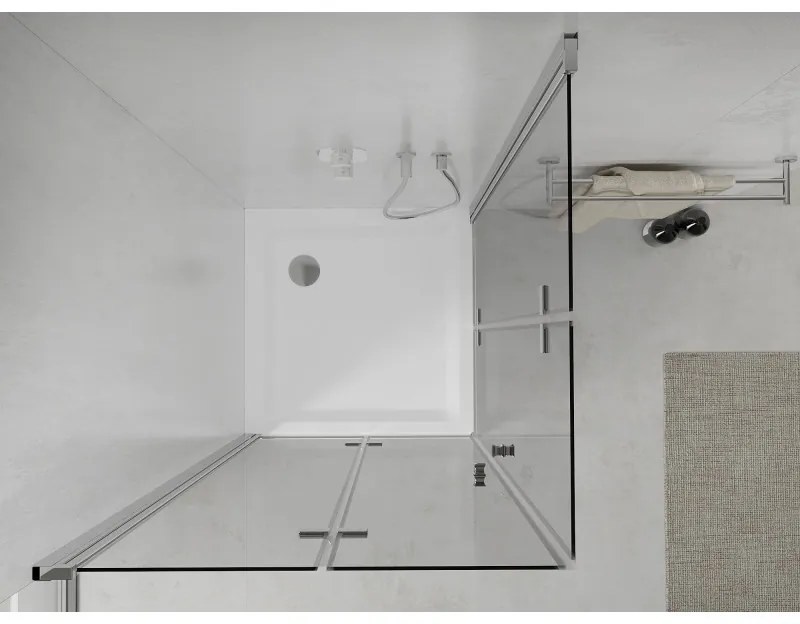 Mexen Lima Duo skládací sprchový kout 100 x 100 cm, Průhledné, Chromovaná + sprchová vanička Flat - 856-100-100-01-02-4010