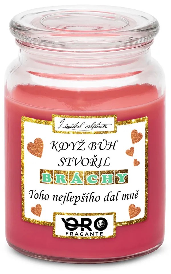 Svíčka Když bůh stvořil bráchy (Vůně svíčky: Višně v čokoládě)