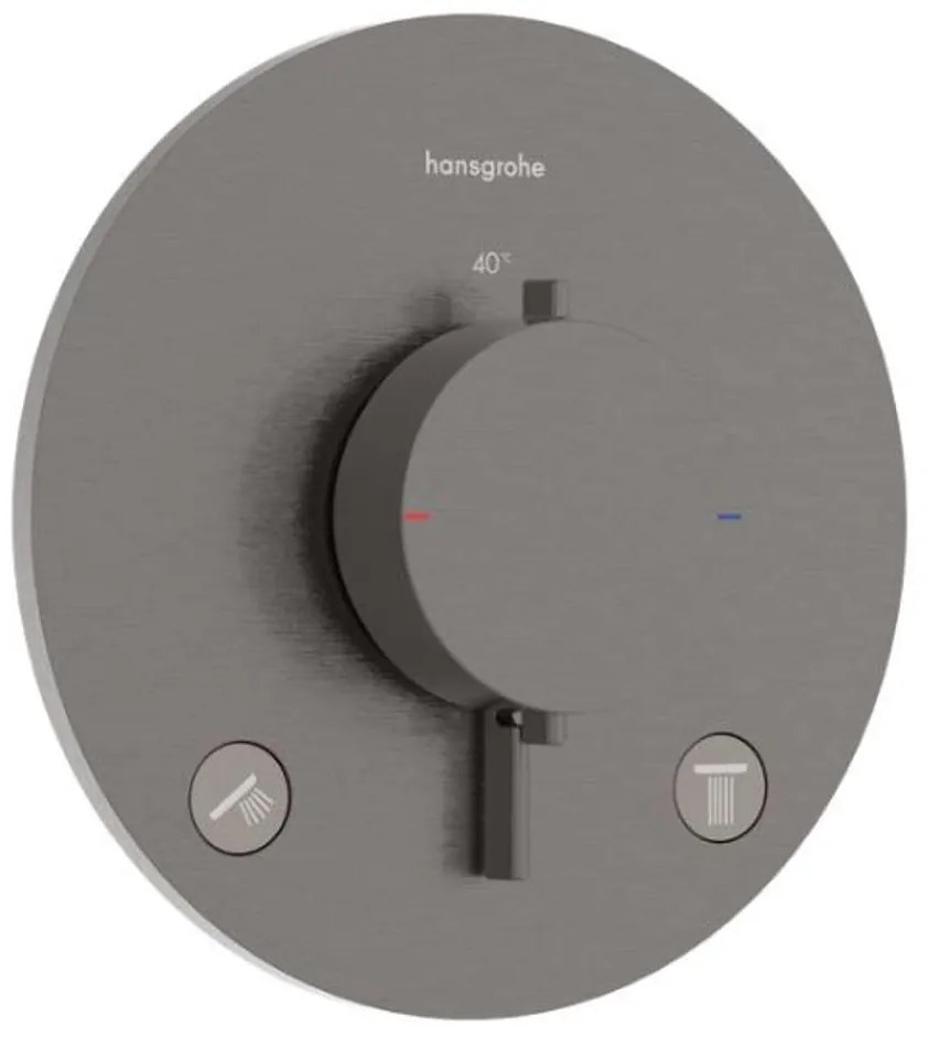 Hansgrohe Ecostat Comfort S - Termostatická baterie pod omítku, pro 2 spotřebiče, kartáčovaný černý chrom 33715340