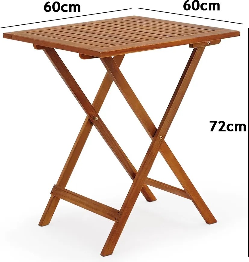 Casaria Balkónový set skládací z akáciového dřeva - stůl a 2 židle 101168