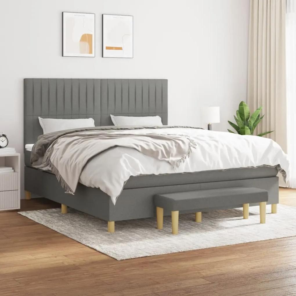Box spring postel s matrací tmavě šedá 160x200 cm textil,  3137326