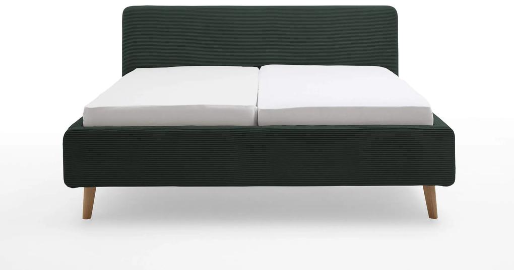 Čalouněná postel taupe 140 x 200 cm manšestr zelená MUZZA
