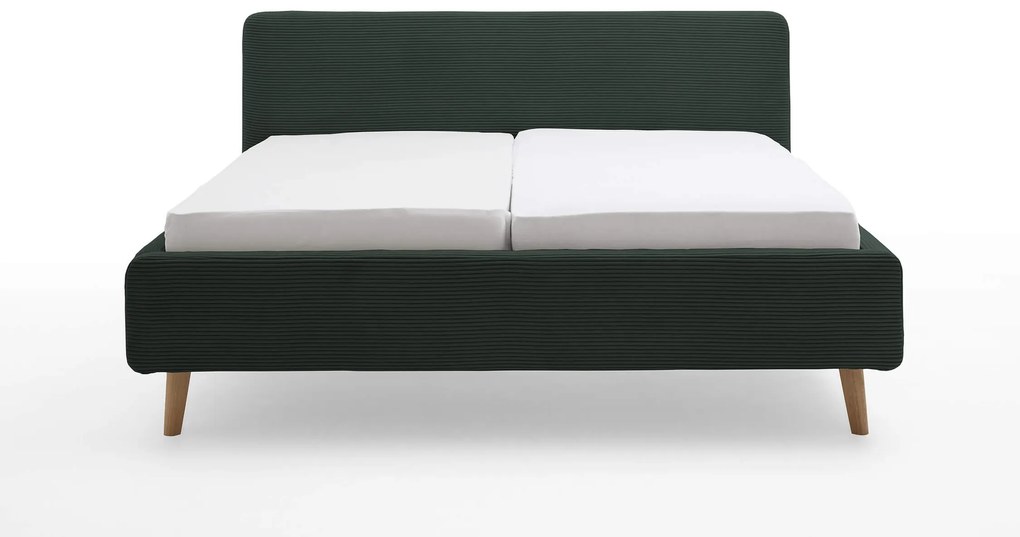 Čalouněná postel taupe 160 x 200 cm manšestr zelená MUZZA