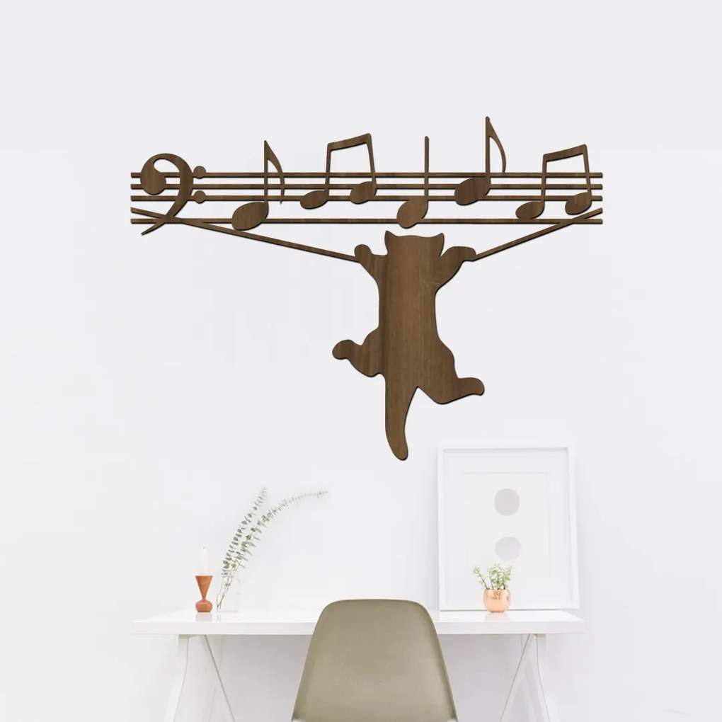 dřevo života Dřevěný obraz CAT MUSIC Rozměry (cm): 40x29, Zvolte barvu dekoru: Ořech