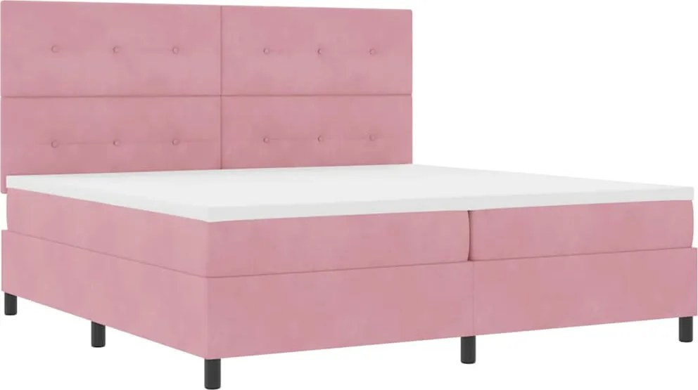 Postel s boxspringem s čelo Růžová 200 x 200 cm samet 3339859