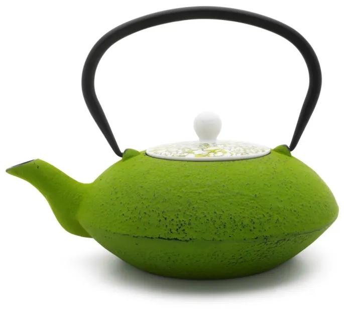 Konvička na čaj Yantai s porcelánovým víkem 1,2L | zelený