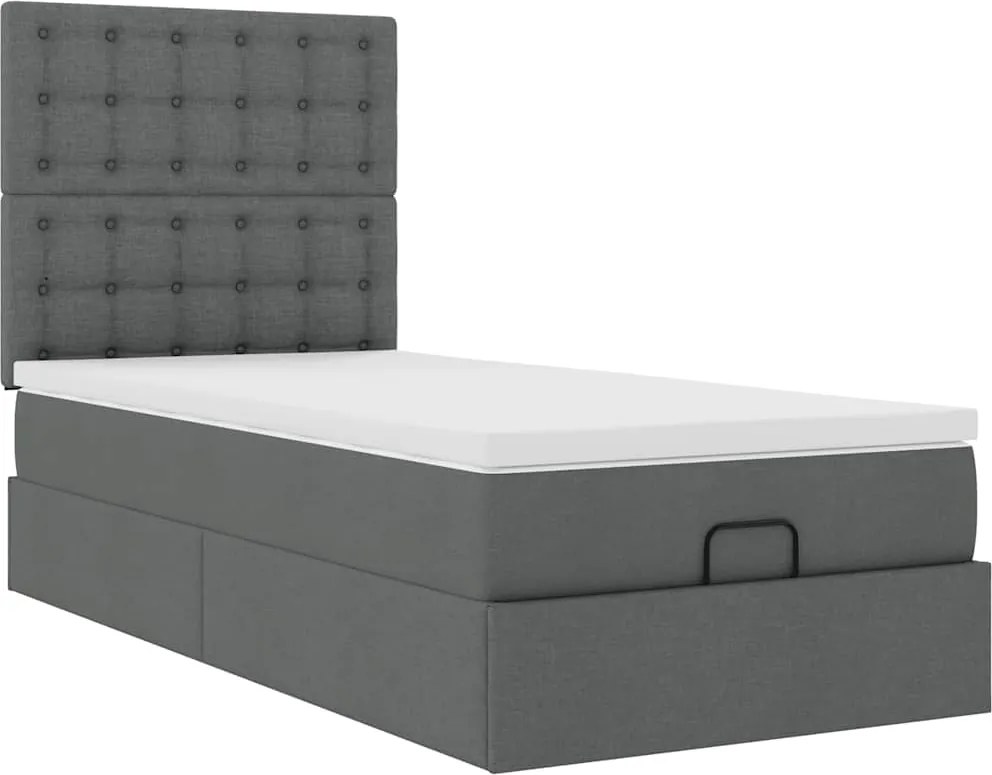 Osmanský rám postele s matrací tmavě šedá 100x200cm textil 3313300