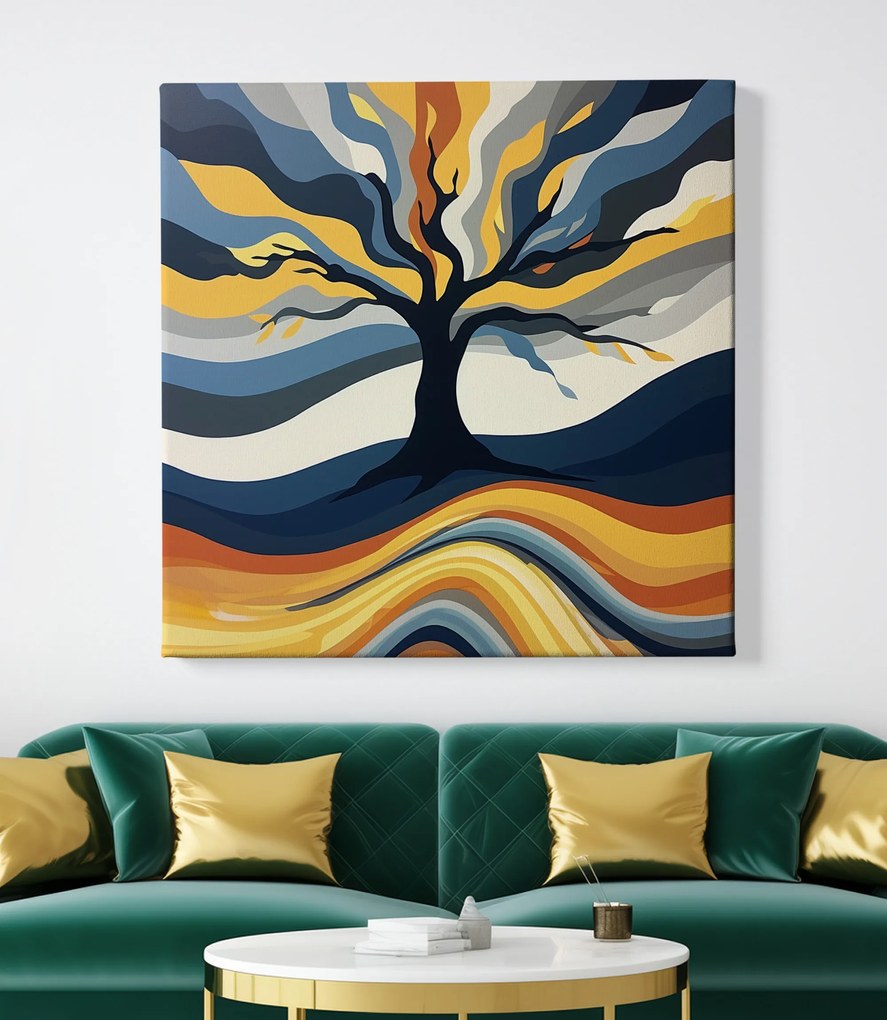Obraz na plátně - Strom života Divoké paprsky FeelHappy.cz Velikost obrazu: 120 x 120 cm