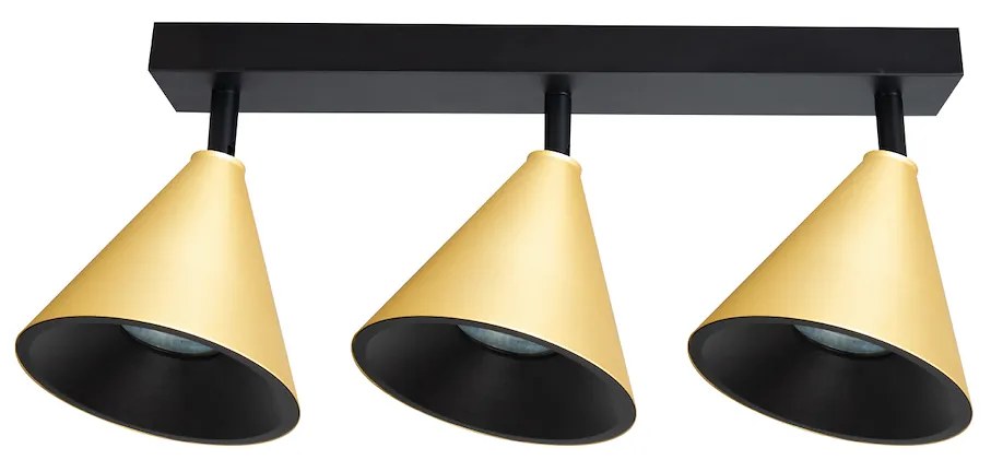 Bodové svítidlo Cone, 3x zlaté/černé kovové stínítko, b
