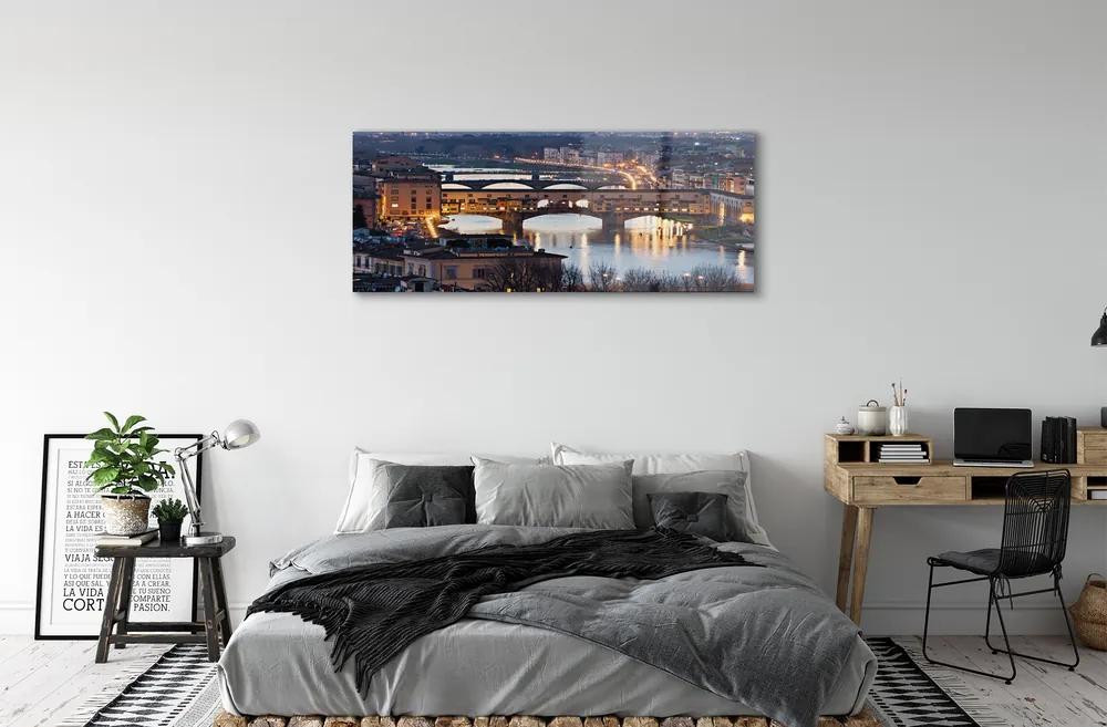 akrylový obraz Italy Bridges noc řeka 120x60 cm