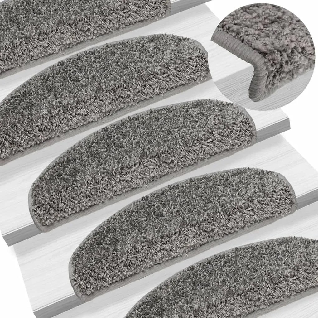 Schodové rohože 15 ks 65 x 21 x 4 cm šedé, půlkulaté, velké 133900