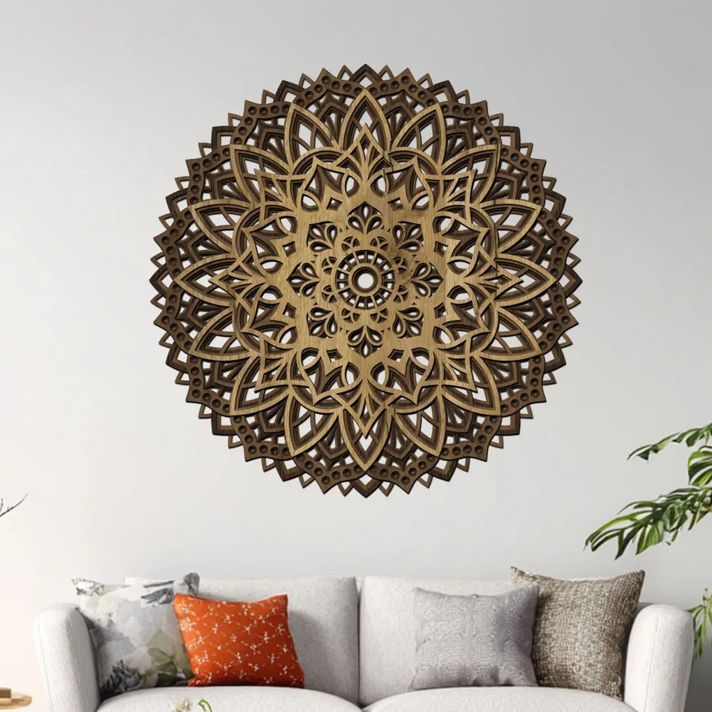 dřevo života 4 vrstvá mandala KVETOUCÍ DUŠE Rozměry (cm): 60x60, Zvolte barvu dekoru: Dub zlatý-Ořech-Wenge