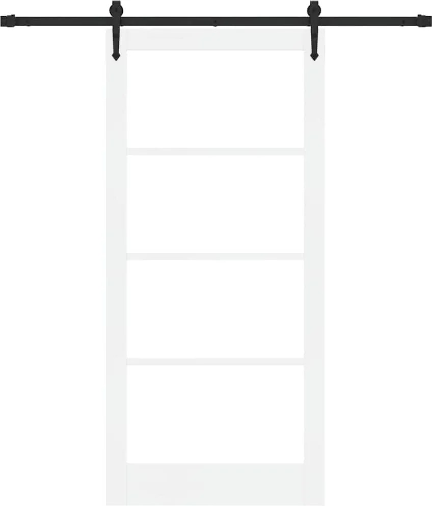 Posuvné dveře 93 x 202 cm Masivní borové dřevo a sklo Bílá 3332344