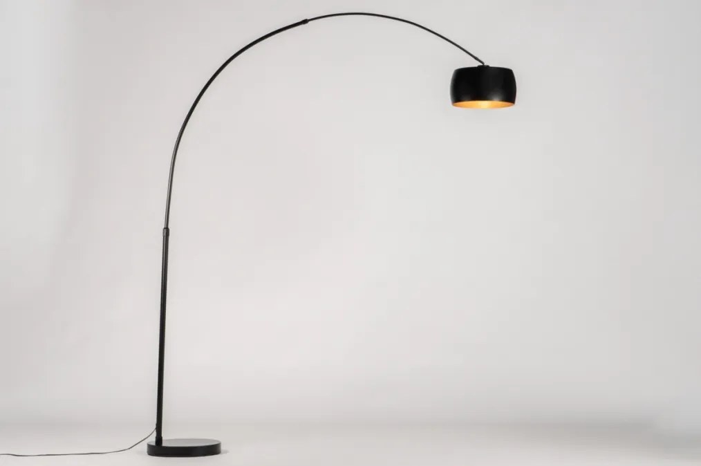 Stojací oblouková lampa Bond Black and Gold
