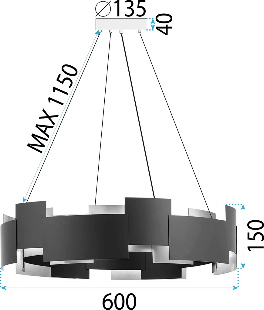 Toolight Toolight, stropní svítidlo 6xG9 APP1561-6CP, černá-zlatá, OSW-06402