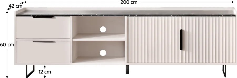 Kondela TV stolek, kašmír/tmavý mramor, FRESIO RTV2D2S