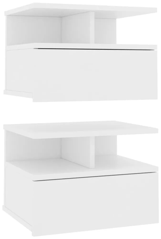 Nástěnné noční stolky 2 ks bílé 40 x 31 x 27 cm dřevotříska