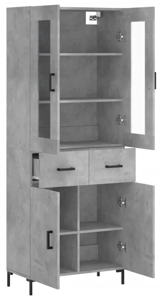 Skříň highboard betonově šedá 69,5x34x180 cm kompozitní dřevo - Default Title