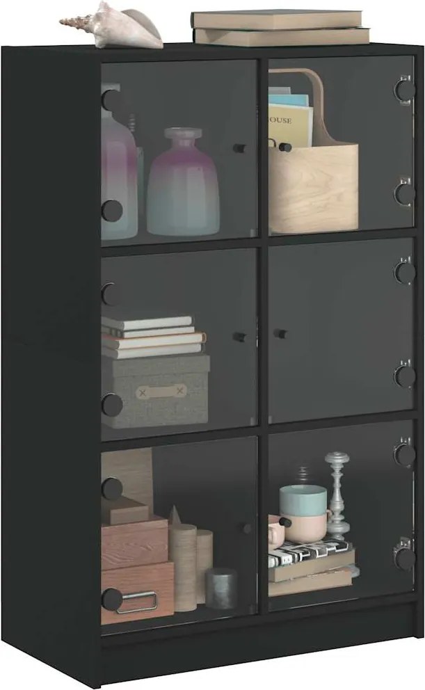 Highboard s dvířky černý 68 x 37 x 109 cm kompozitní dřevo 3295851