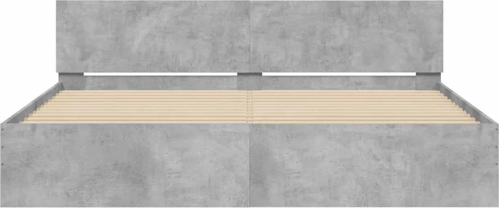 Rám postele s čelem betonově šedý 200 x 200 cm 3207458