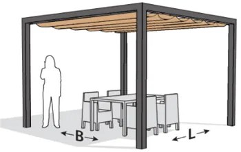 Platinum Volně stojící pergola se sluneční harmonikou Farba Harmoniky: Šedá, Farba Pergoly: Antracitová RAL 7016, Vonkajší rozmer Pergoly: 3,19 x 4,19 m