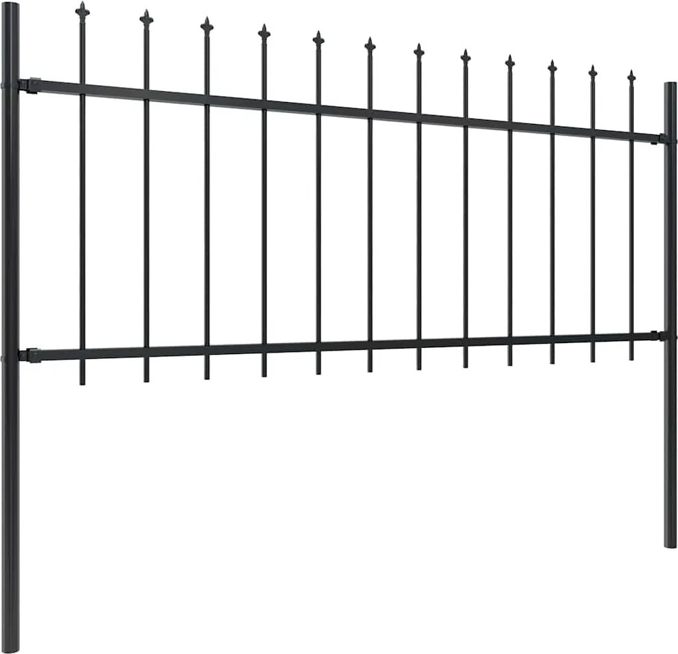Zahradní plot s kopím nahoře ocelový 1005 x 80 cm černý 277607