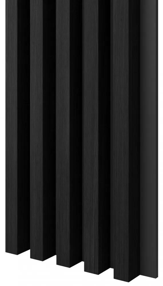 Akustický panel, podklad MDF deska, široká lamela, dub černý, 30x275 cm