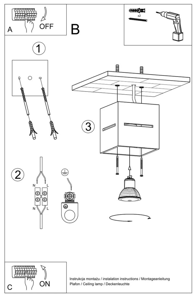 Sollux Lighting Stropní svítidlo LOBO Černá
