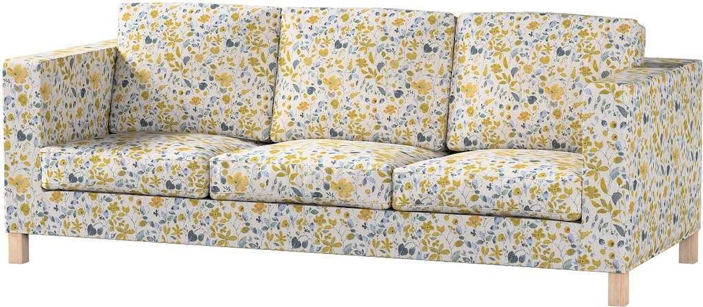 Potah na pohovku IKEA  Karlanda 3-místná nerozkládací, krátký barva žlutá látka pletený vzor, vzorované